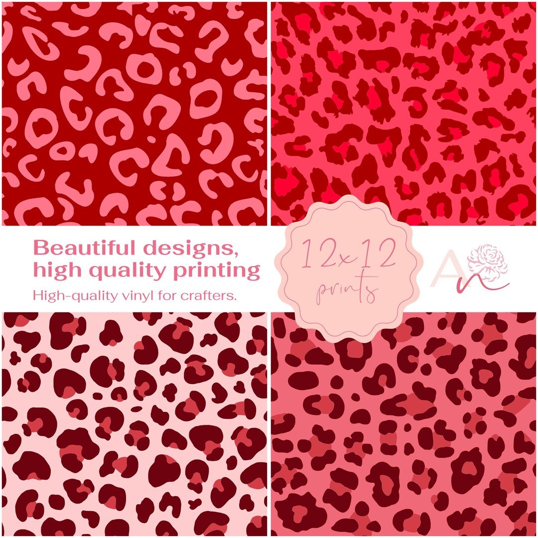 Red Leopard Patterned Craft Vinyl & HTV; Leopard Print Vinyl; Bright ...