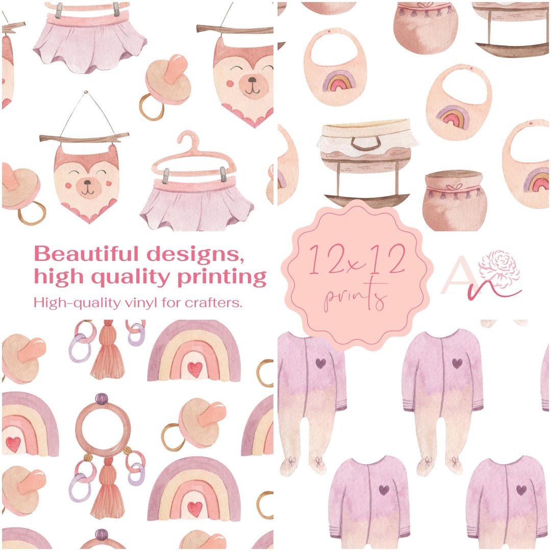 Boho Baby Patterned Craft Vinyl & HTV; Baby Print Vinyl; Bright Printed ...
