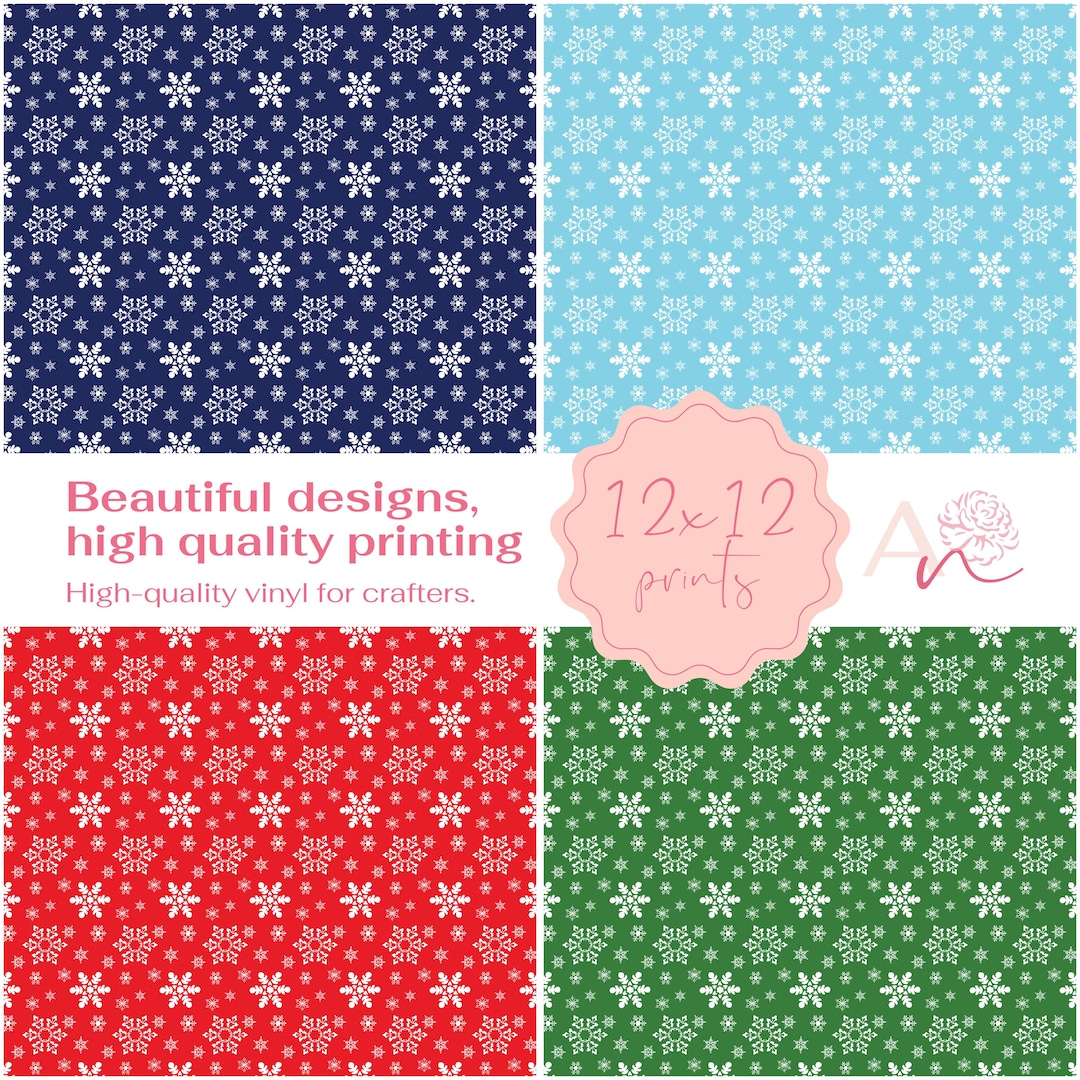 Snowflakes Patterned Craft Vinyl & HTV; Winter Snowflakes Print Vinyl ...