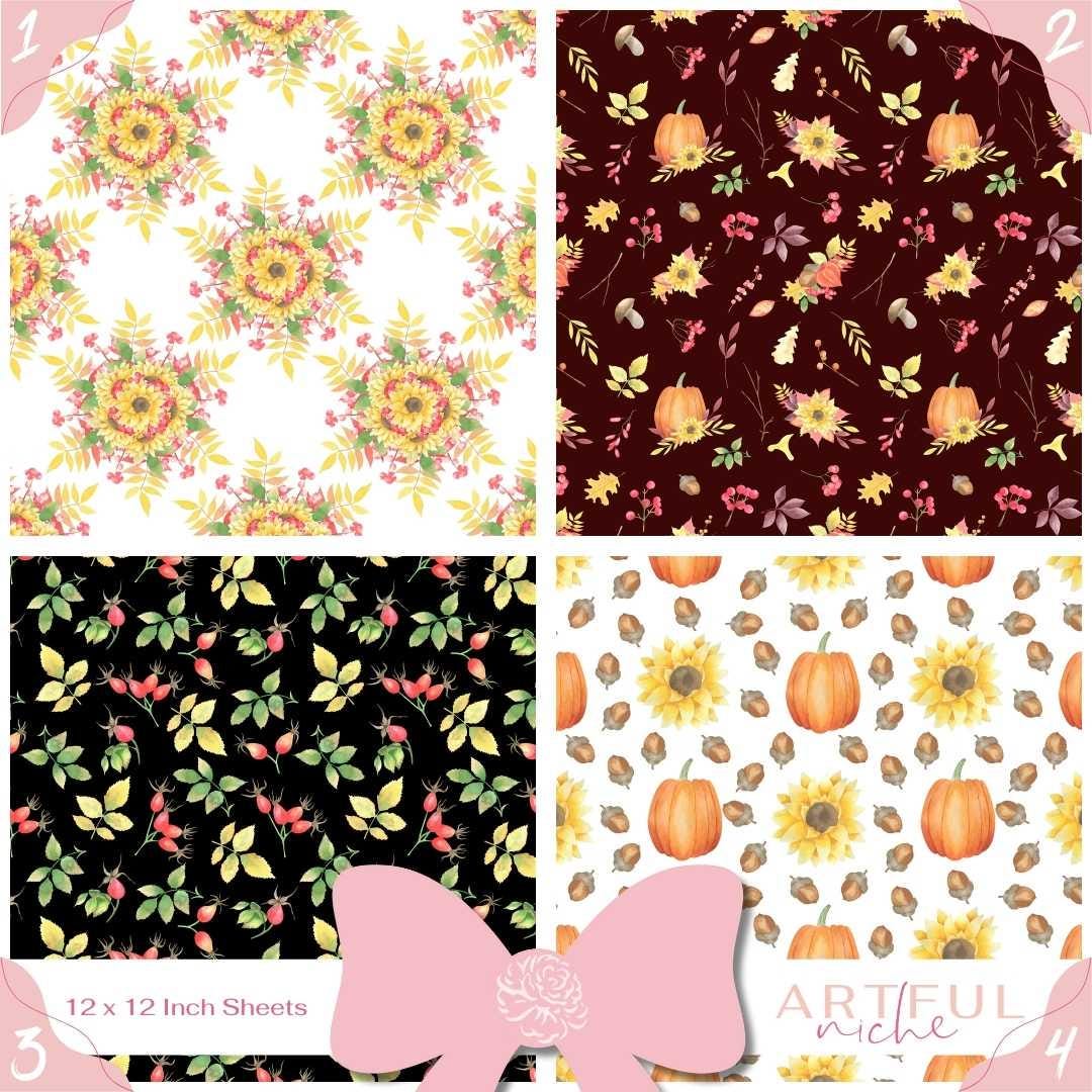 Golden Autumn Patterned Craft Vinyl & HTV; Fall Print Vinyl; Autumn ...