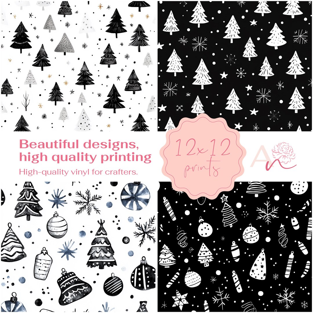 Patterned Christmas Vinyl Sheets: HTV and Adhesive (12x12 Inches) - Etsy