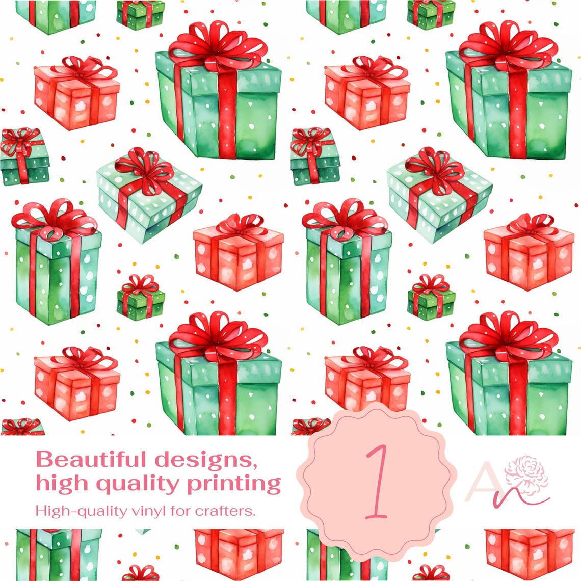 Christmas Vinyl Sheets: Watercolor Holiday Patterns (HTV and Adhesive ...