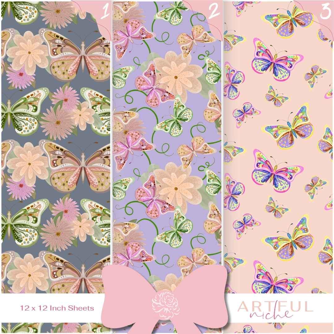 Butterflies Patterned Craft Vinyl & HTV; Butterfly Print Vinyl; Printed ...