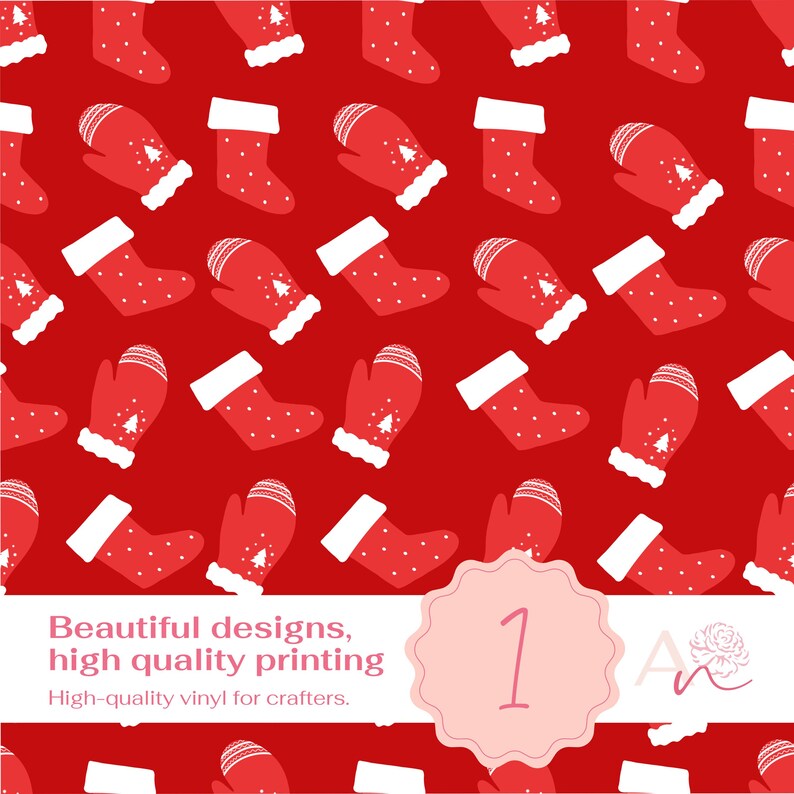 Patterned Christmas Vinyl Sheets: Red HTV and Adhesive (12x12 Inch) - Etsy