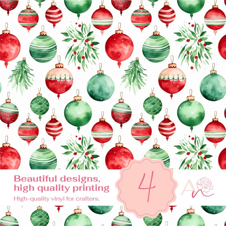 Christmas Vinyl Sheets: Watercolor Holiday Patterns (HTV and Adhesive ...
