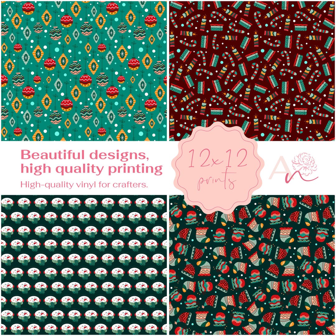 Craft Vinyl Sheets: Christmas Patterns - HTV and Adhesive Options - Etsy