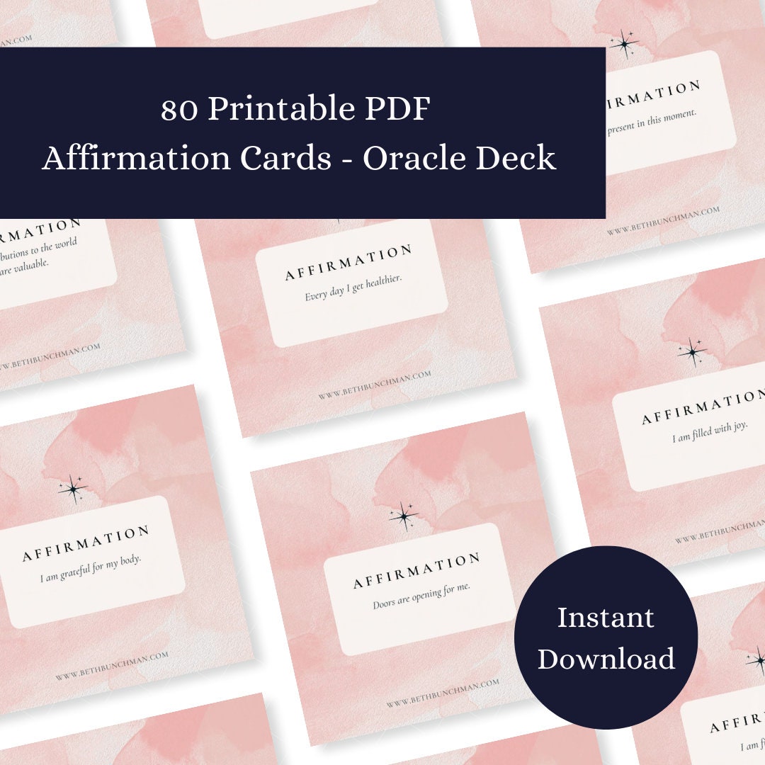 PRINTABLE Positive Affirmation Cards PDF Soothing Watercolor Design ...