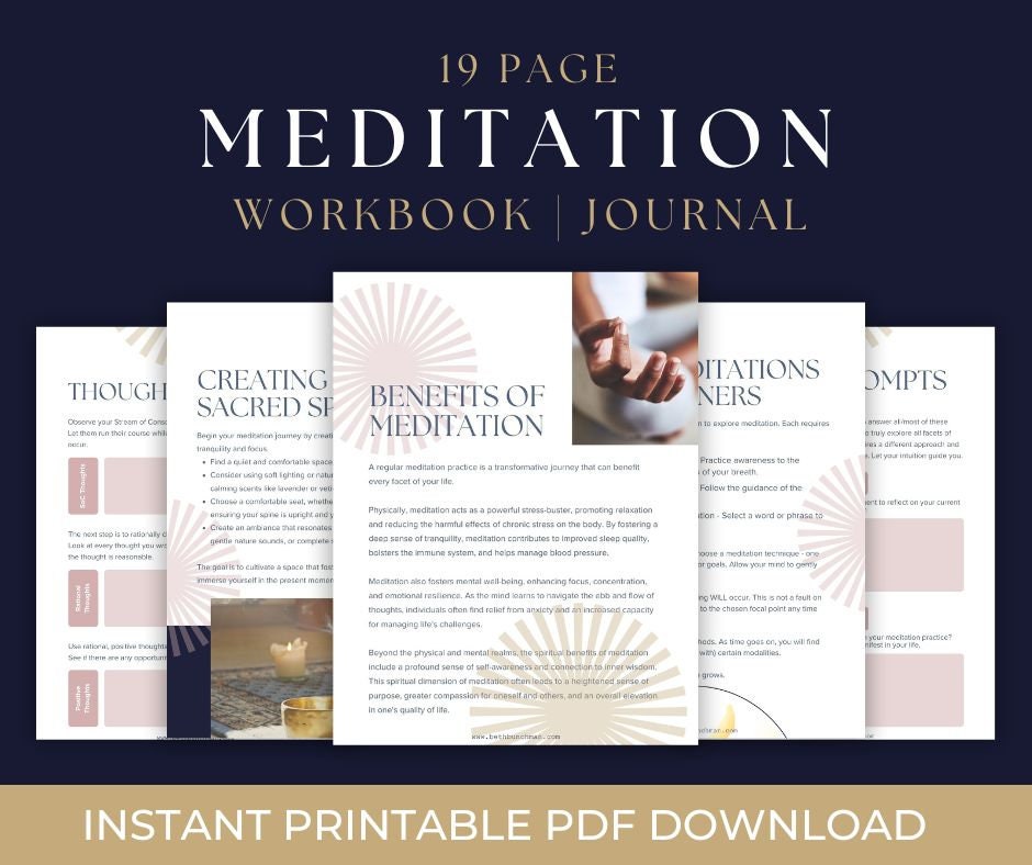 Meditation Reflection Printable Meditation Journal Meditation Workbook ...