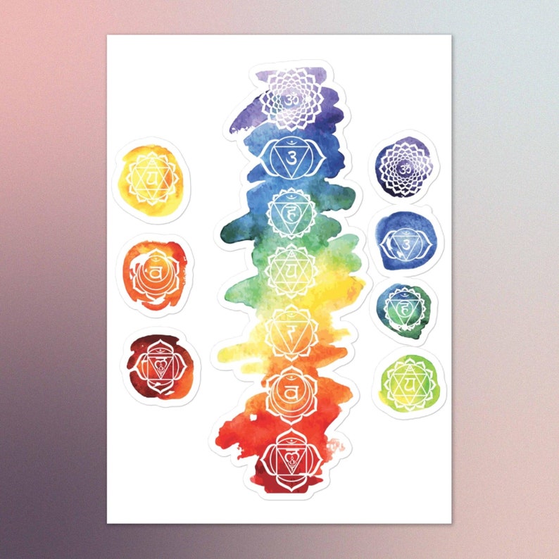 7 Chakra Sticker Sheet Chakra Symbol Stickers Muladhara Ajna Sahasrara ...
