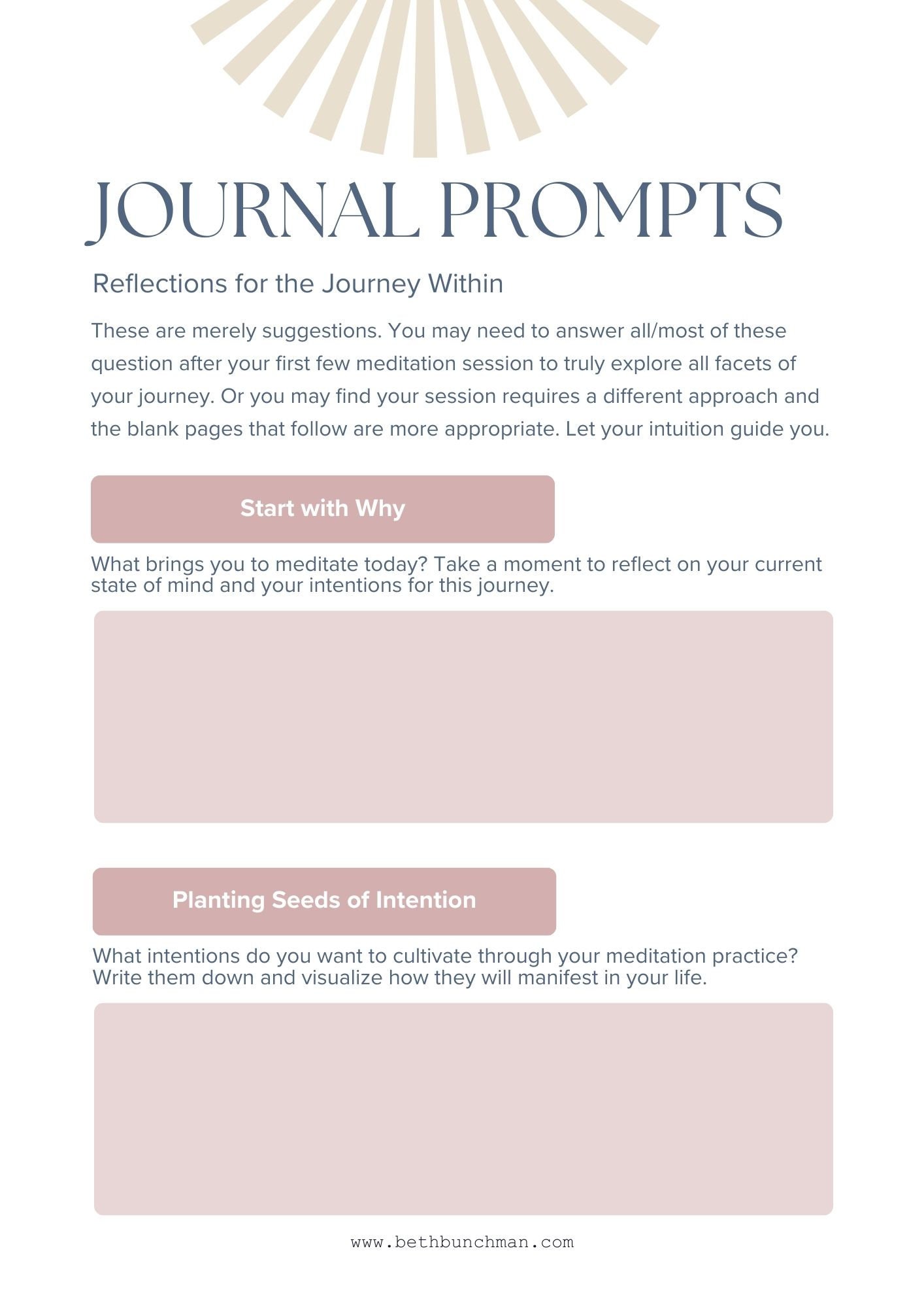 Meditation Reflection Printable Meditation Journal Meditation Workbook ...