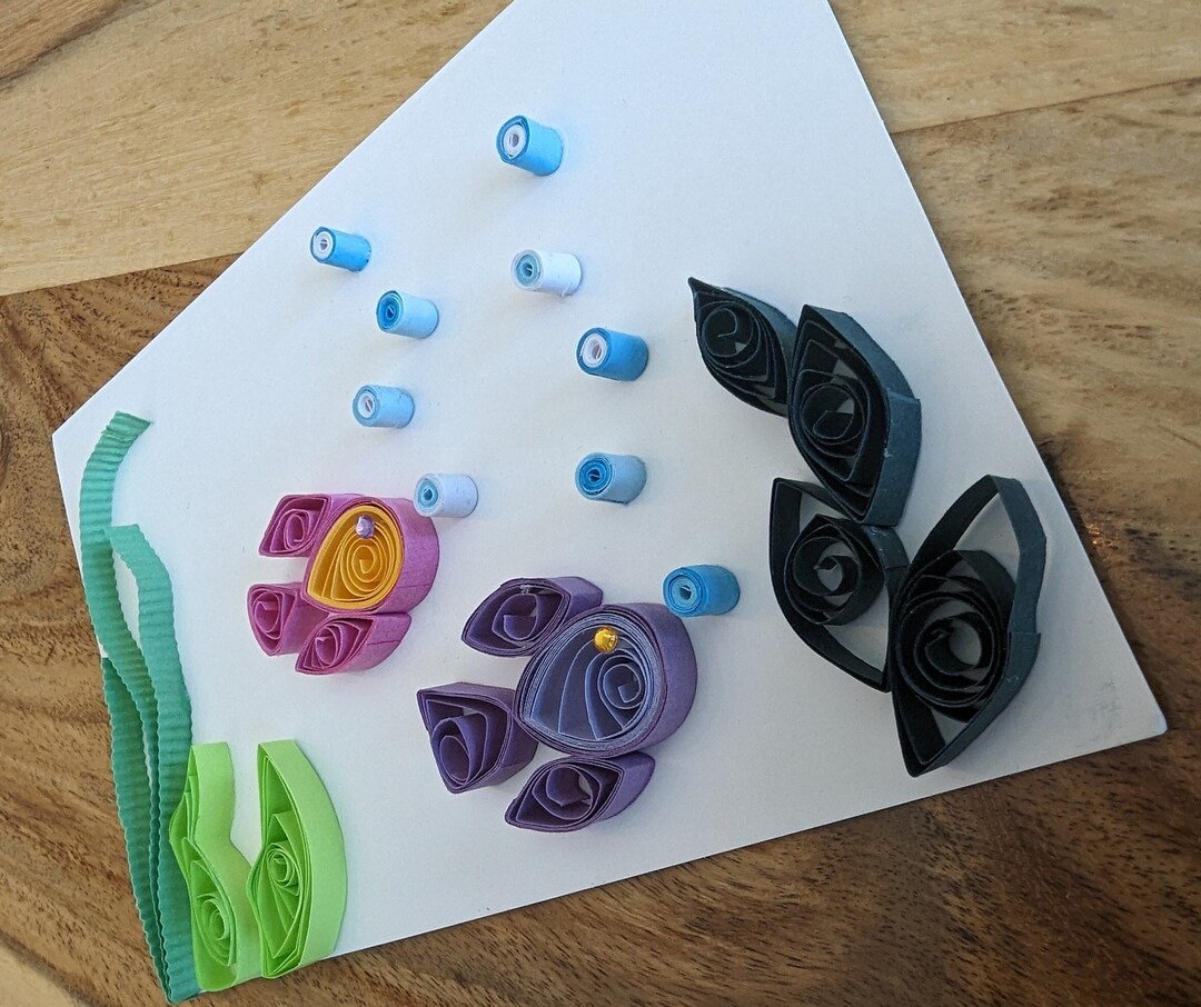 Quilled Fish Greeting Card - Unique Fishing Card for Kids - Colorful ...
