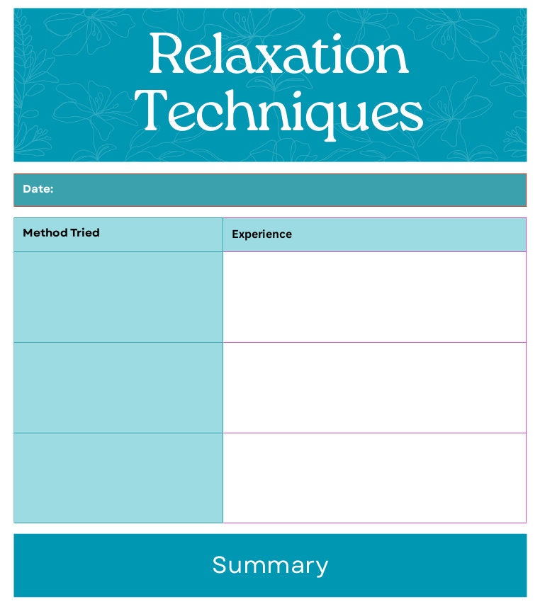 Top 10 Relaxation Techniques Printable PDF, Anxiety Workbook, De Stress ...