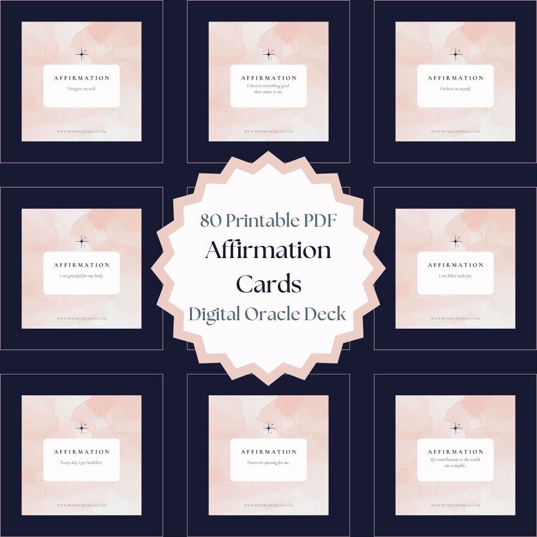 PRINTABLE Positive Affirmations Card Deck, Digital Oracle Cards, Ink ...