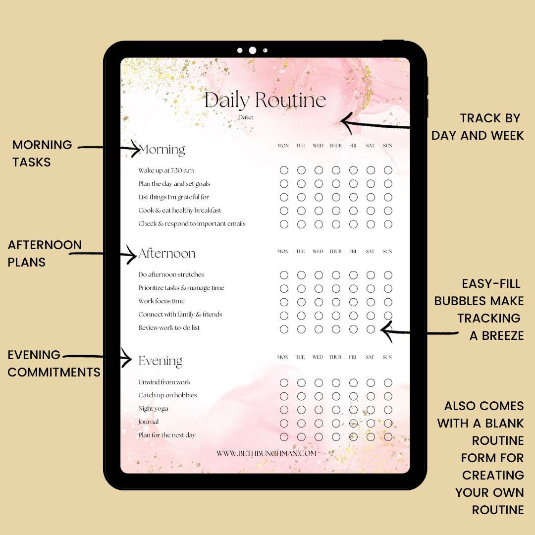 Printable Healthy Life Wellness Planner Bundle Pink Crystal, Gold Foil ...