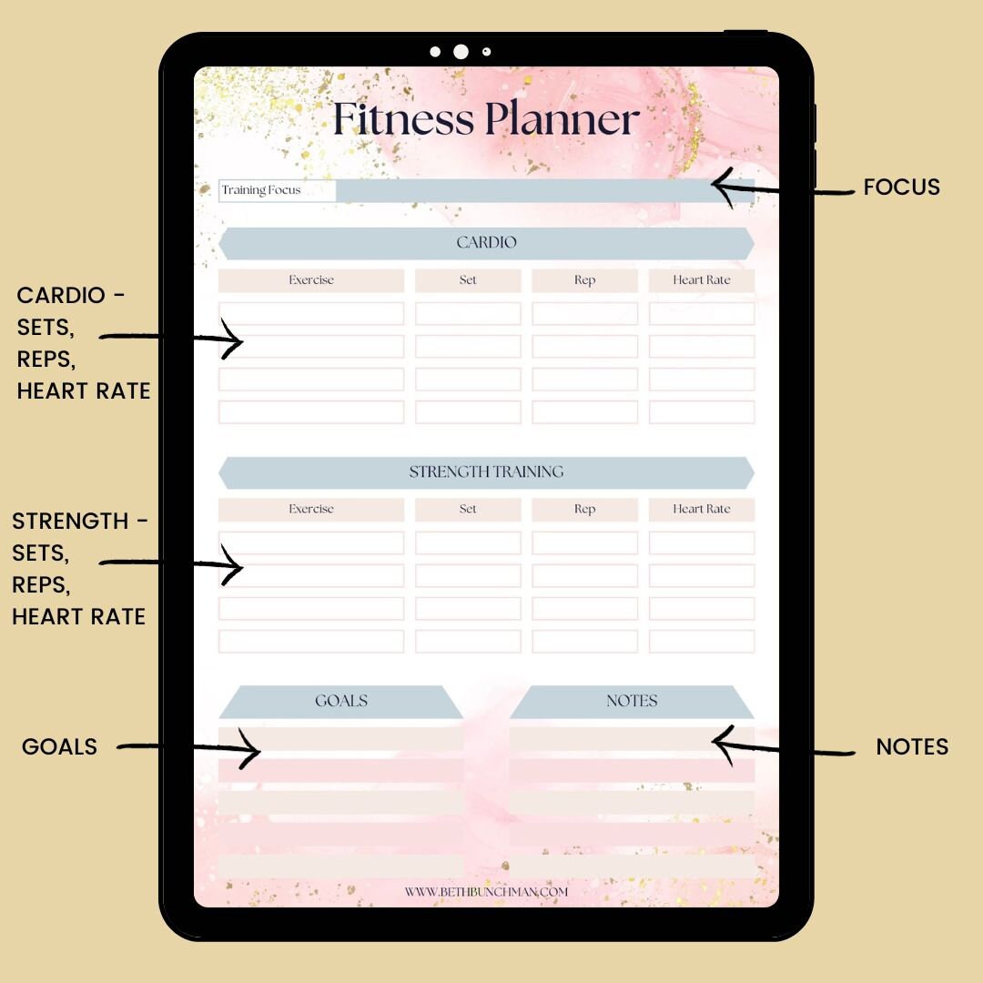 Printable Healthy Life Wellness Planner Bundle Pink Crystal, Gold Foil ...