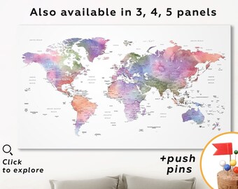 Purple World Map | Etsy