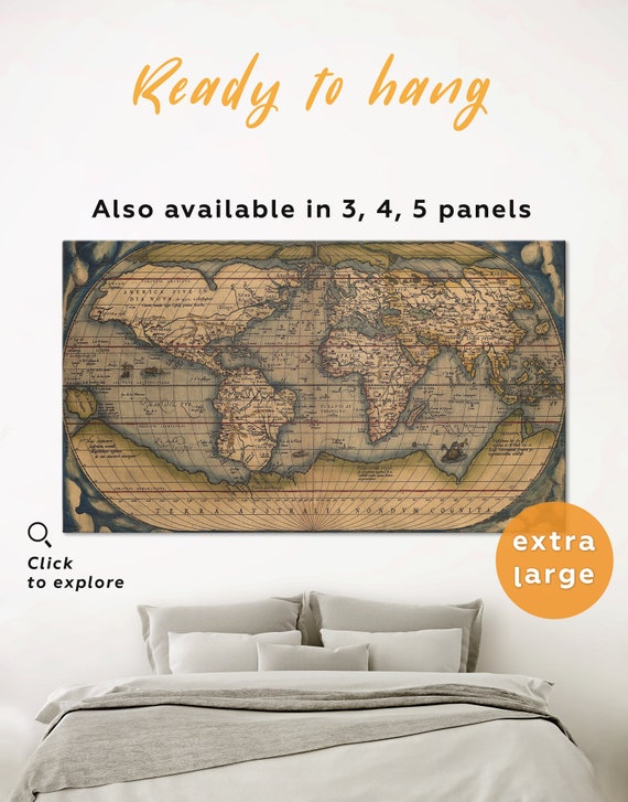 Extra Large Vintage World Map Canvas Print Large Old World - Etsy