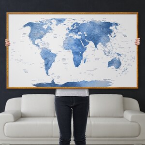 Framed World Map Canvas World Map Wall Art Custom Framed Map | Etsy