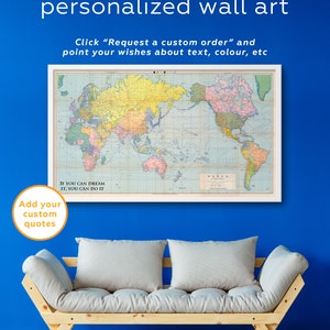 Framed World Map Canvas Wall Art World Map Framed Canvas Giant | Etsy