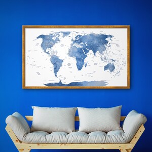 Framed World Map Canvas World Map Wall Art Custom Framed Map | Etsy
