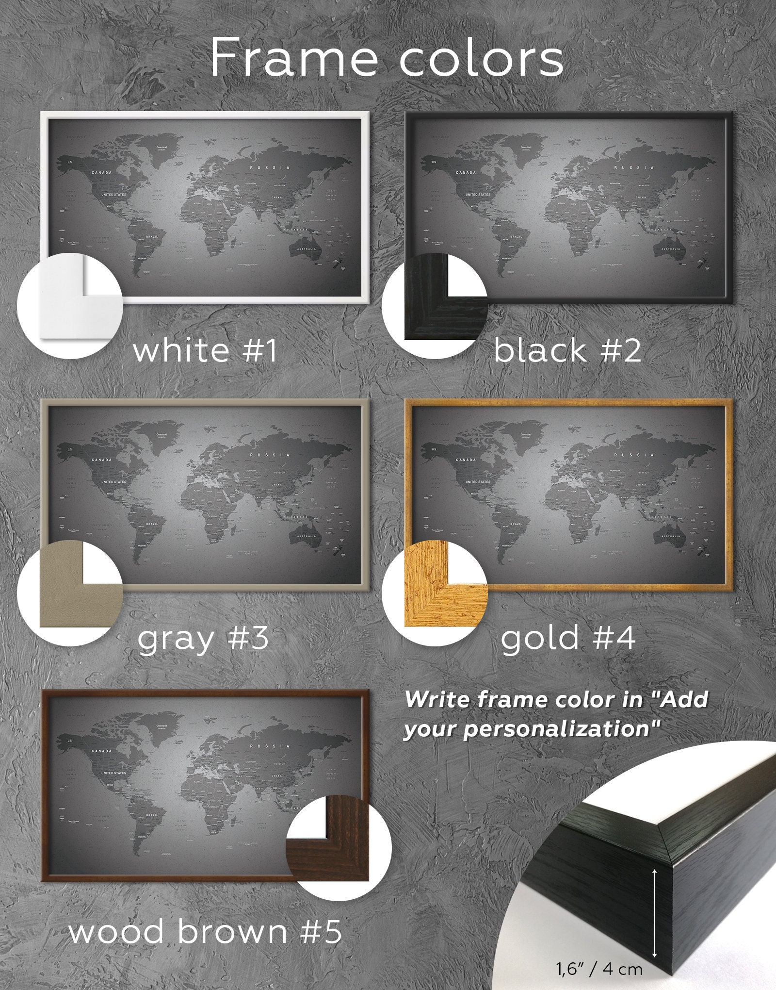 Grey World Map Canvas Gray World Map Wall Art | Large Travel Map With ...