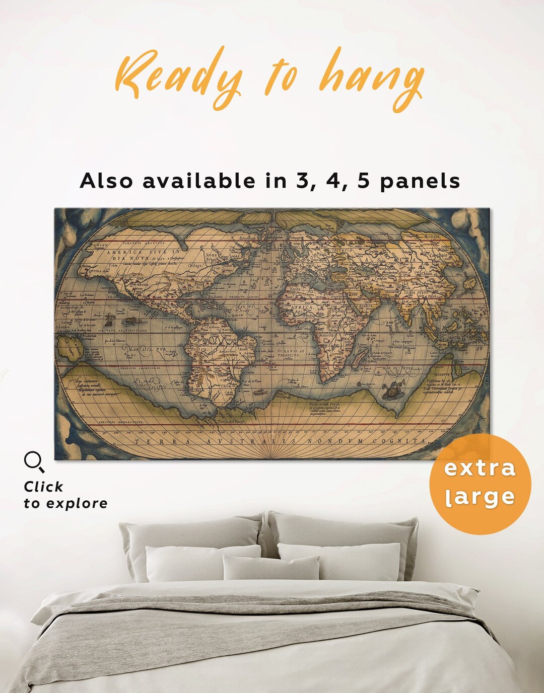 Large Vintage World Map Antique World Map Canvas Wall Art - Etsy
