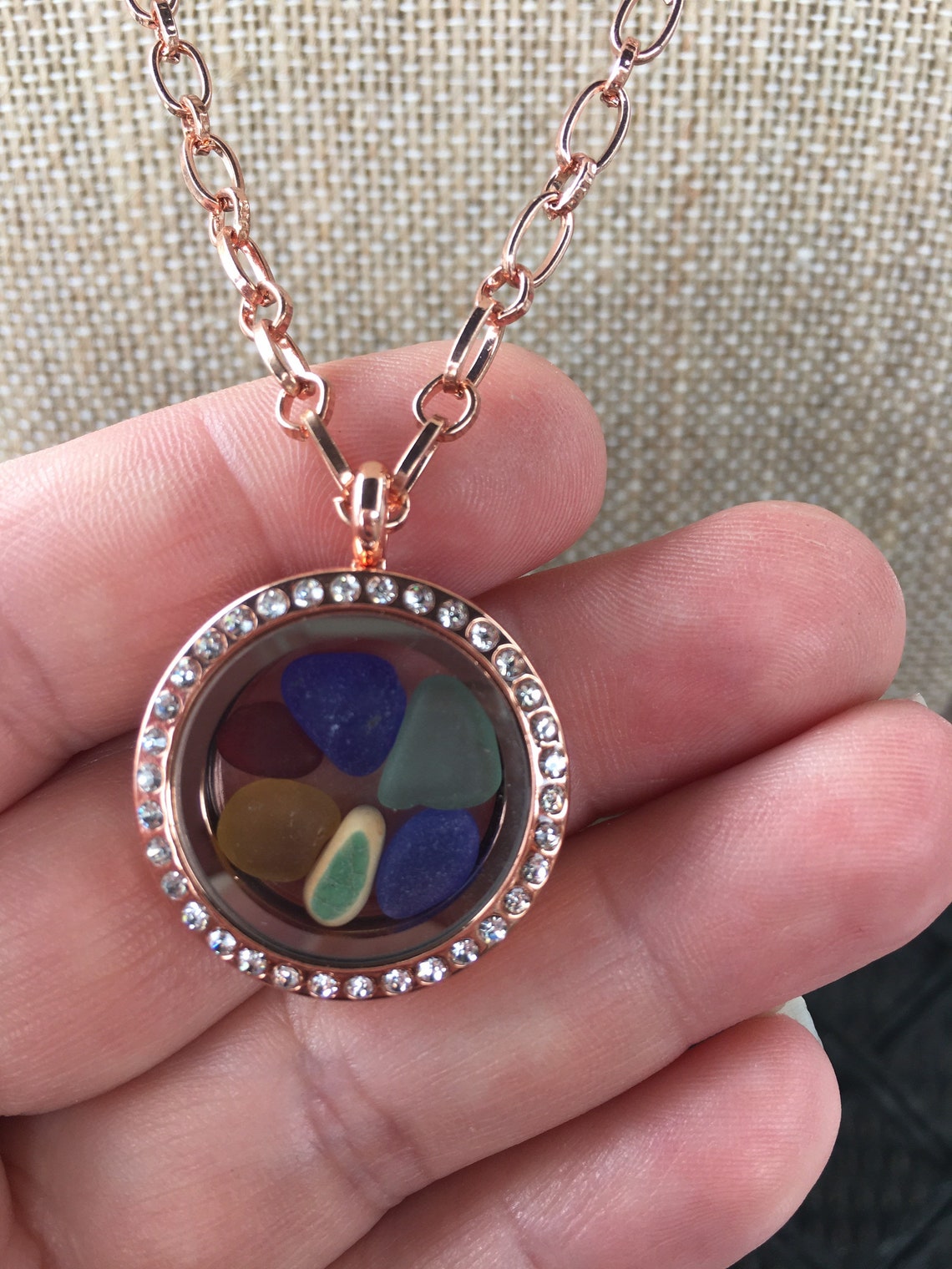 English Sea Glass Tinies in a Copper Bling Locket Authentic - Etsy