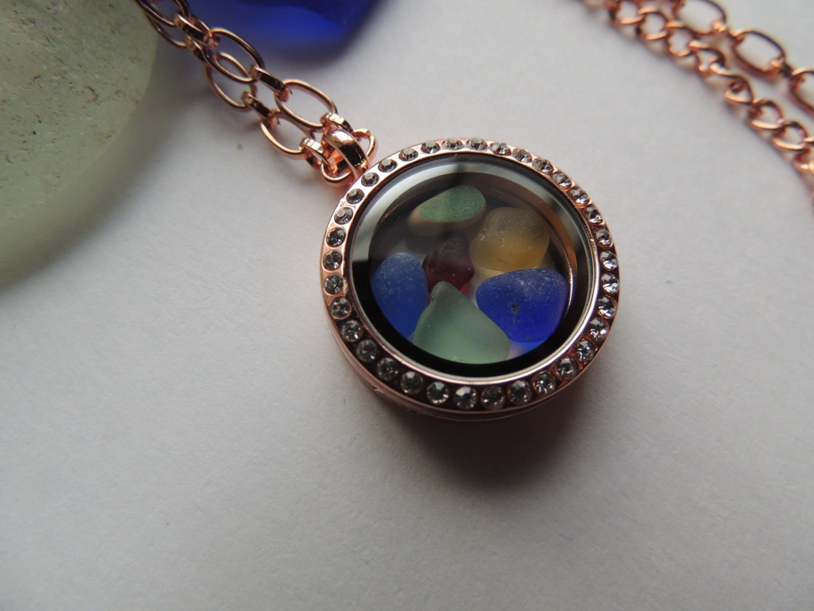English Sea Glass Tinies in a Copper Bling Locket Authentic - Etsy