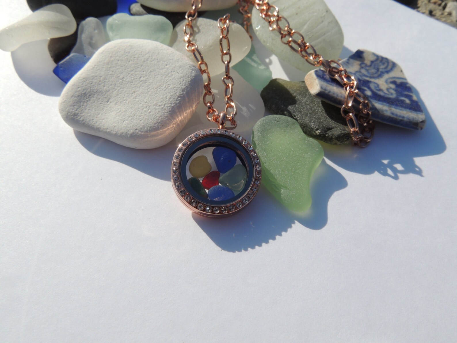 English Sea Glass Tinies in a Copper Bling Locket Authentic - Etsy