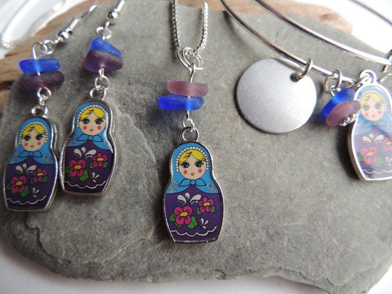 Genuine Sea Glass Matryoshka Jewelry Set, Personalized - Etsy