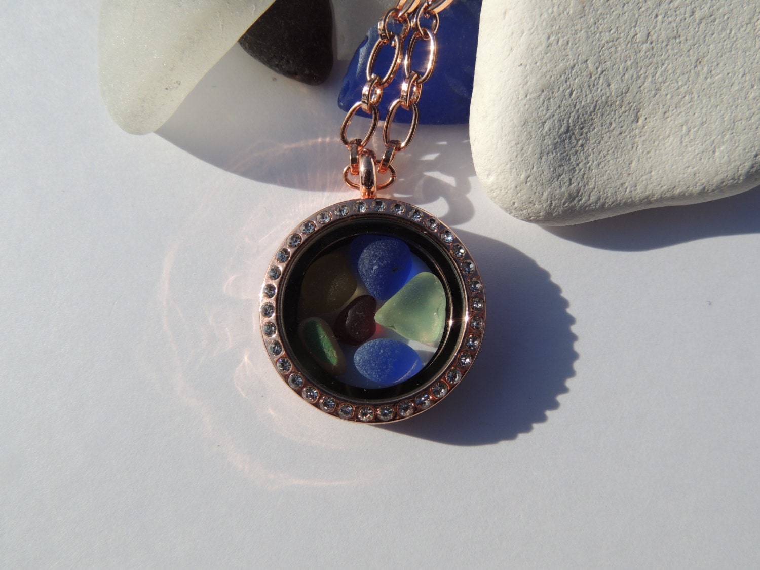 English Sea Glass Tinies in a Copper Bling Locket Authentic - Etsy