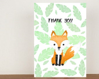 Fox Thank You Card - Etsy