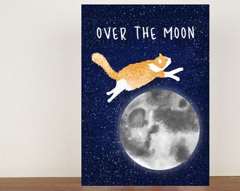 Over the Moon Card - Etsy
