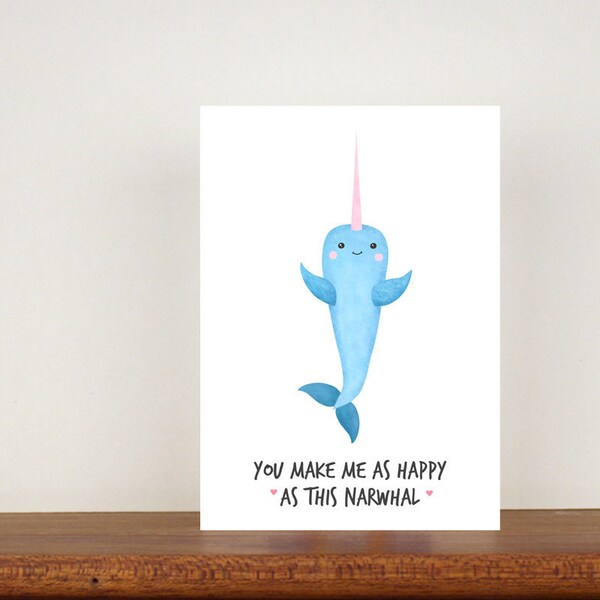 Narwhal Card - Etsy UK