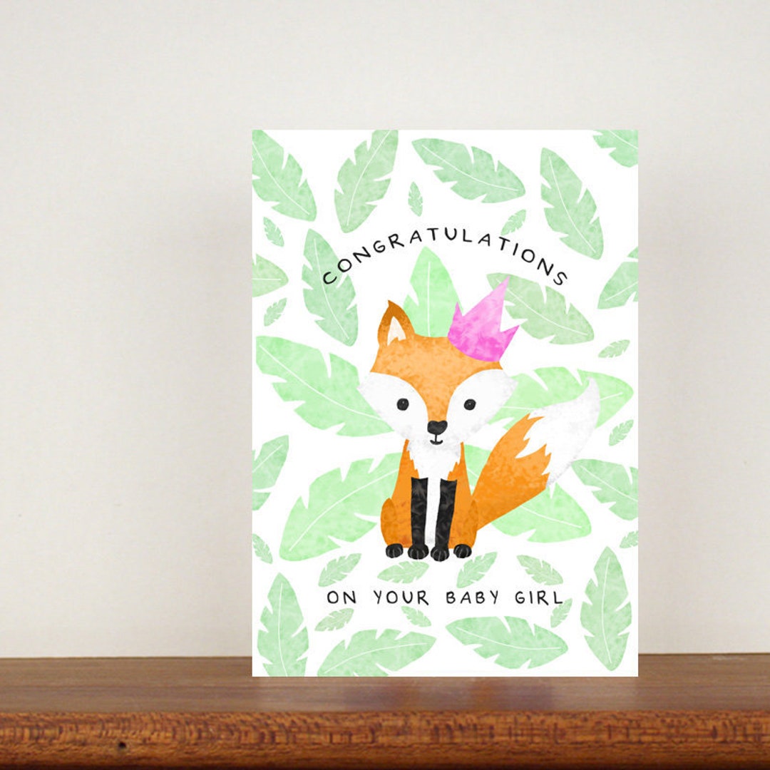 Congratulations on Your Baby Girl/boy Fox Card, A6 Card ...
