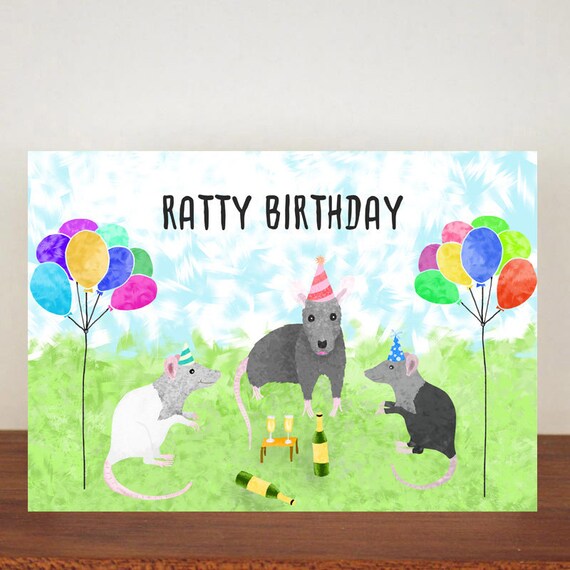 Ratty Birthday Rat Card Birthday Cards A6 Card Cute Cards - Etsy UK