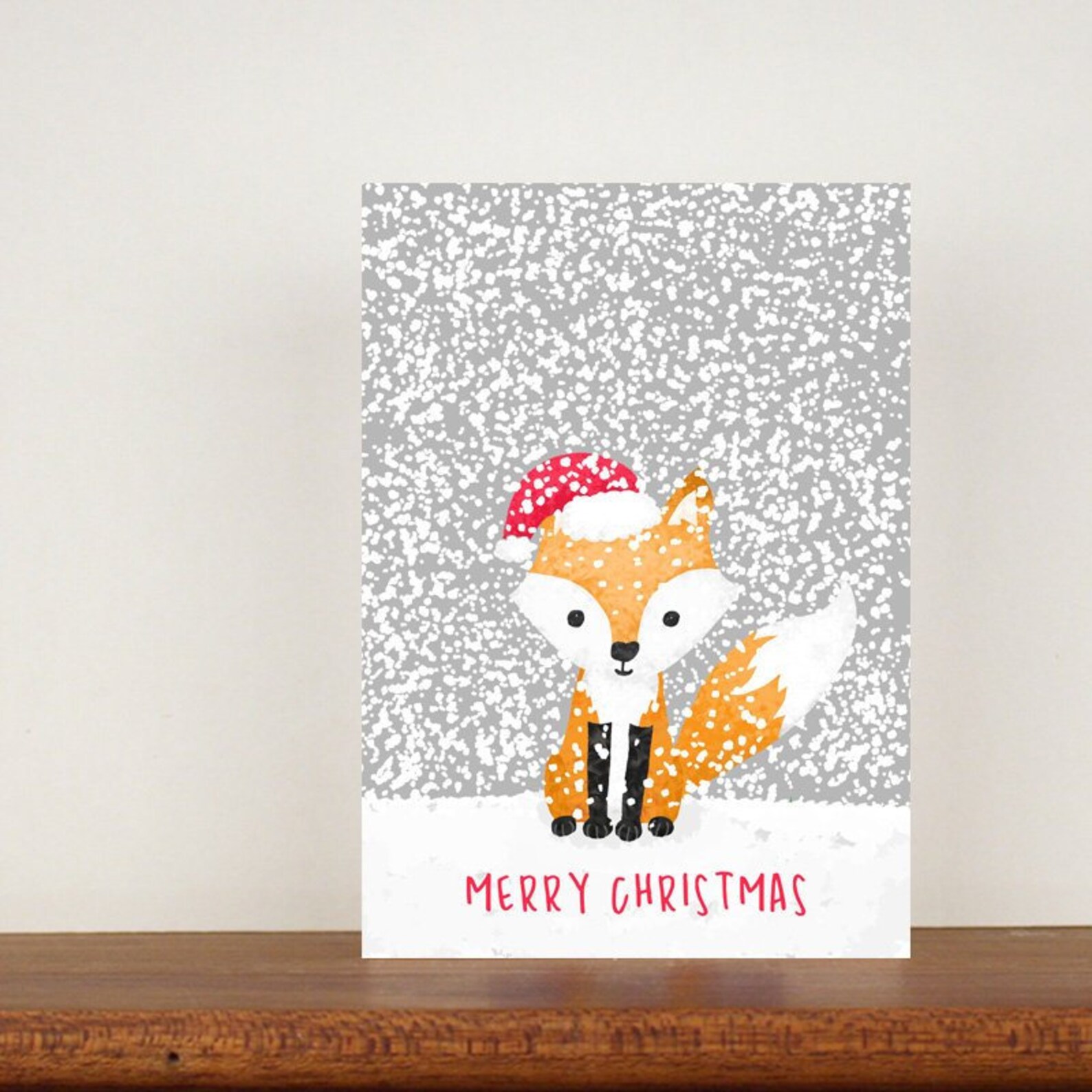 Merry Christmas Fox Christmas Card Fox Fox Cards Greeting | Etsy