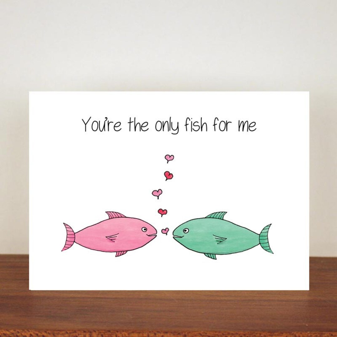 You're the Only Fish for Me Card, Anniversary Card, A6 Card, Cute Cards ...