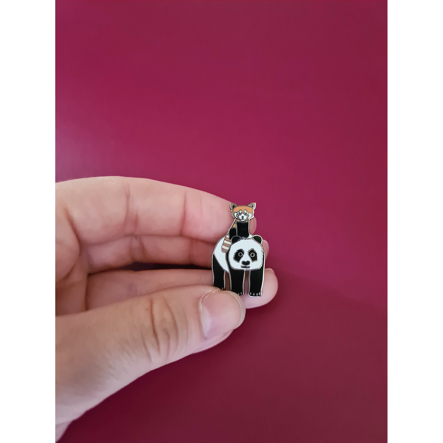 Panda Enamel Pin badge Limited Hard Enamel Silver Plated Pin | Etsy