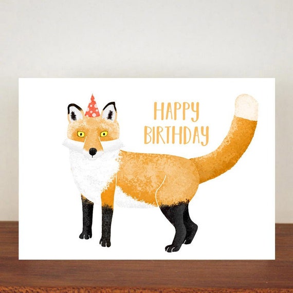 Happy Birthday Fox Card Birthday Cards A6 Card Cute Cards | Etsy