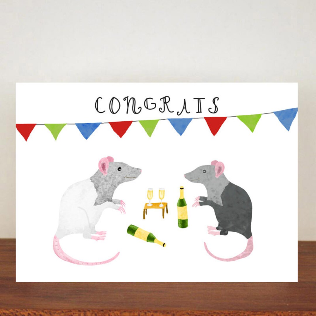 Congrats Rat Card: Illustrated Congratulations Card - Etsy