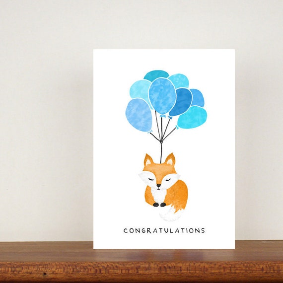 Congratulations Fox Card A6 Card Congratulations Card - Etsy UK