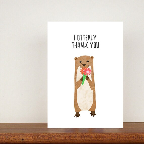 I Otterly Thank You Card Thank You Cards A6 Cards Cute | Etsy