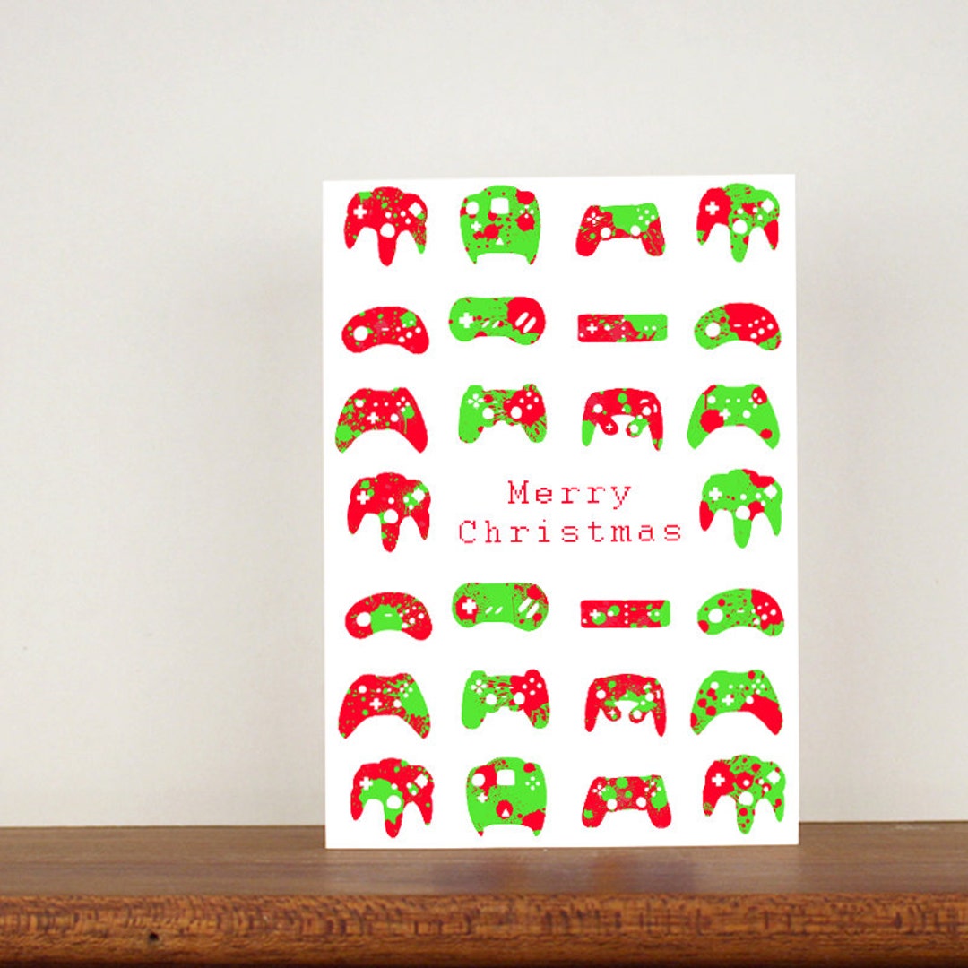 Gamer Christmas Card, Gamer Cards, Modern Design, Greeting Cards, Boys ...