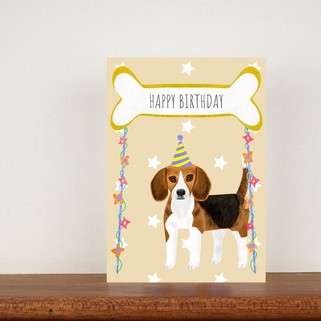 Beagle Happy Birthday Card, Birthday Cards, A6 Card, Cute Cards ...