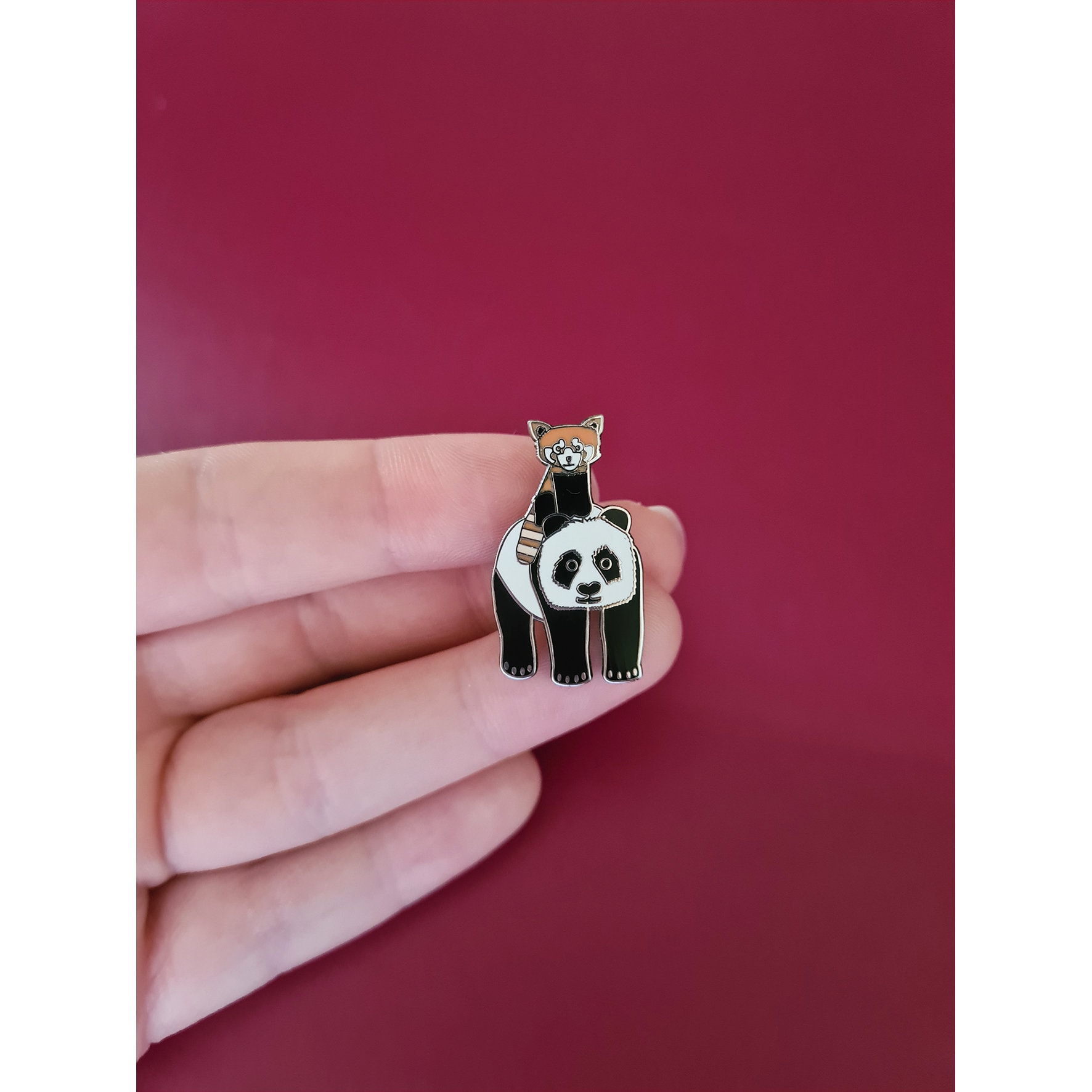 Panda Enamel Pin badge Limited Hard Enamel Silver Plated Pin | Etsy