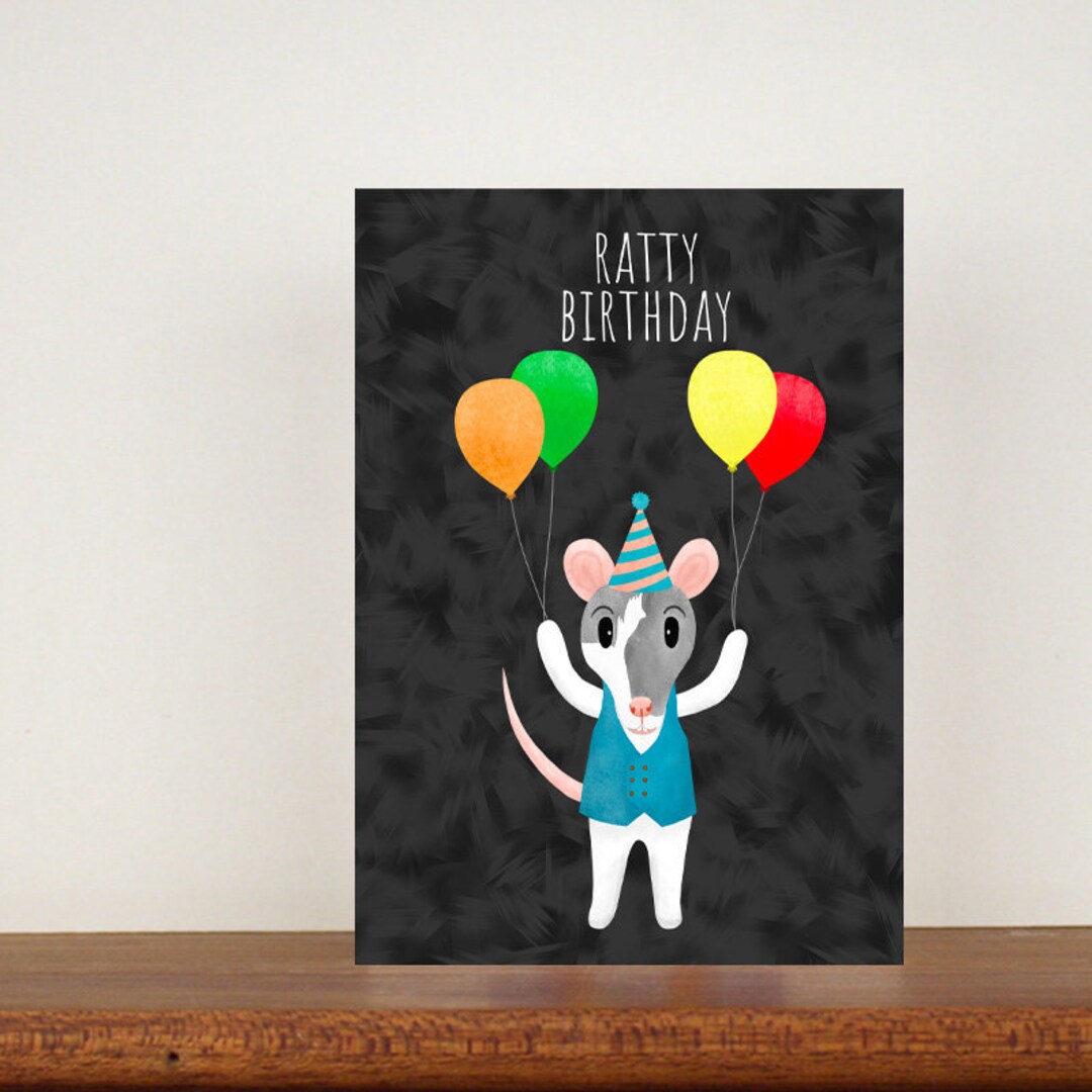 Ratty Birthday Rat Card, Birthday Cards, A6 Card, Cute Cards, Greetings ...