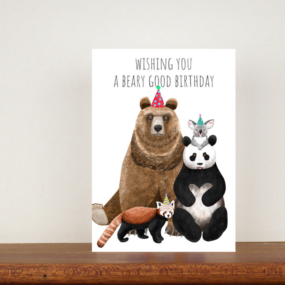 Wishing You A Beary Good Birthday Card, Birthday Cards, A6 Card, Cute ...