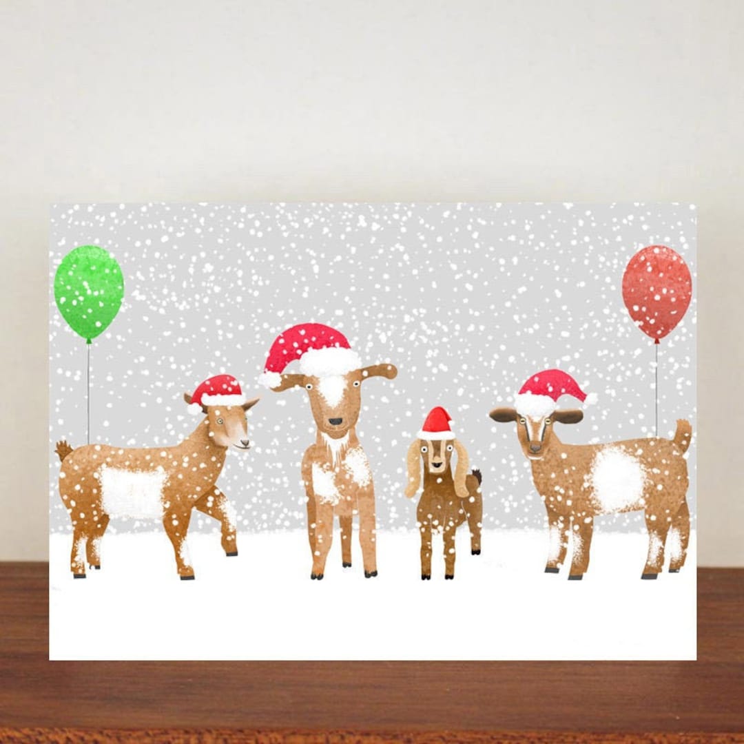 Goat Christmas Card, Christmas Card, Greeting Cards, Christmas Card ...