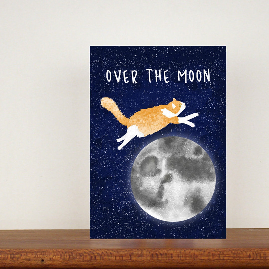 Over the Moon Card, A6 Card, Congratulations Card, Congrats Card, Good ...